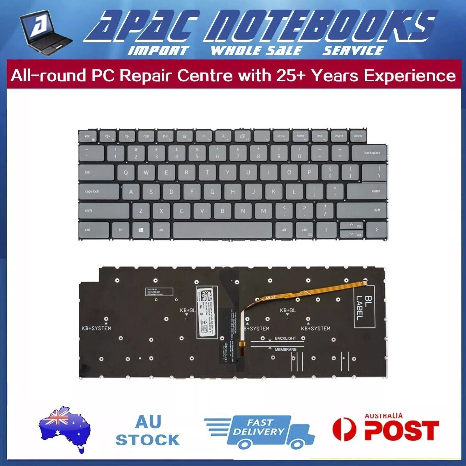 Genuine Backlit Keyboard Grey For Inspiron 14 5410 5418 5420 5425 7420 ...