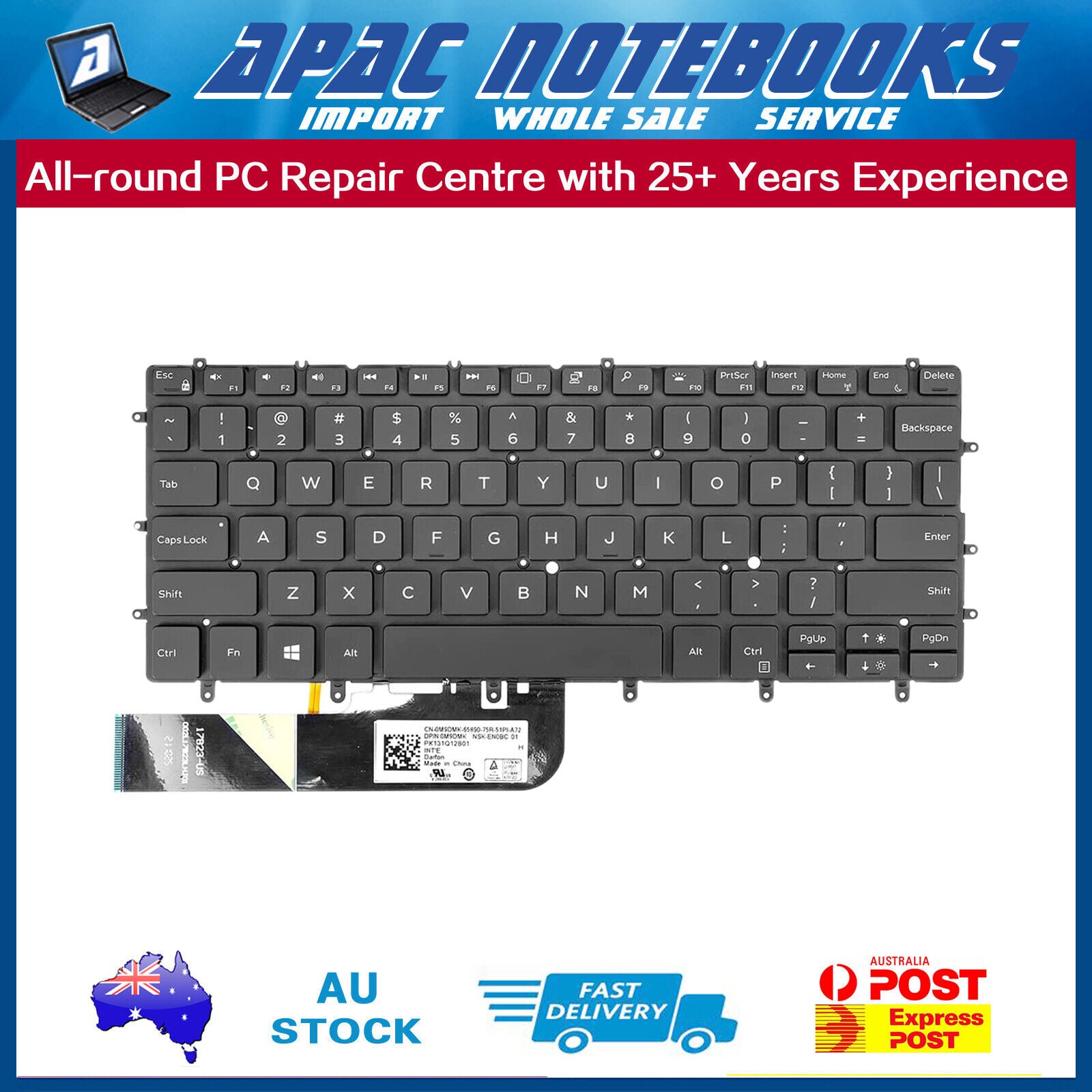 Genuine Keyboard Backlit for Dell XPS 13 9370 9380, XPS 13 7390 P82G ...