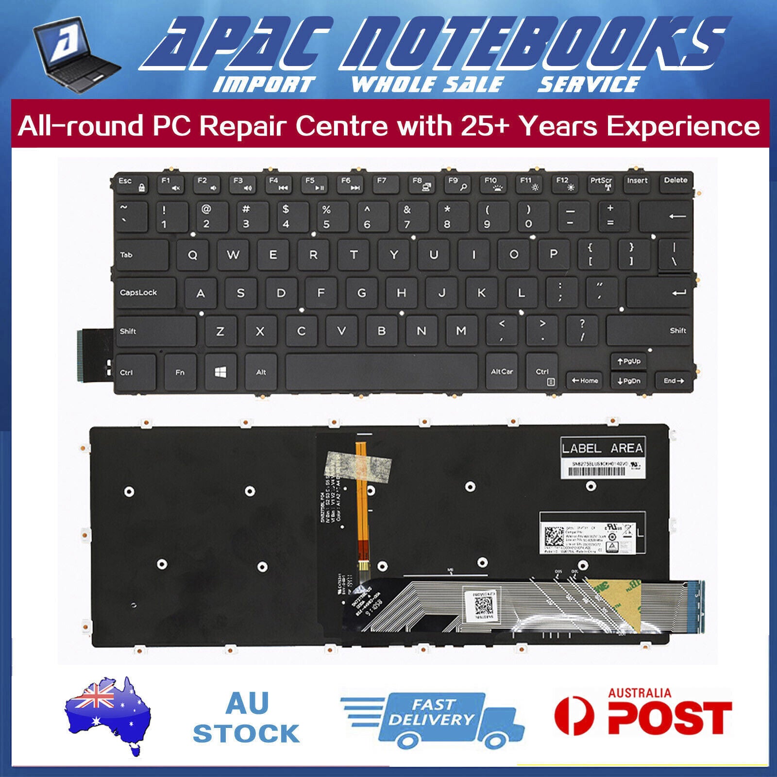Genuine Keyboard Backlit for Dell Inspiron 15-5580 5582 5585 7586 ...