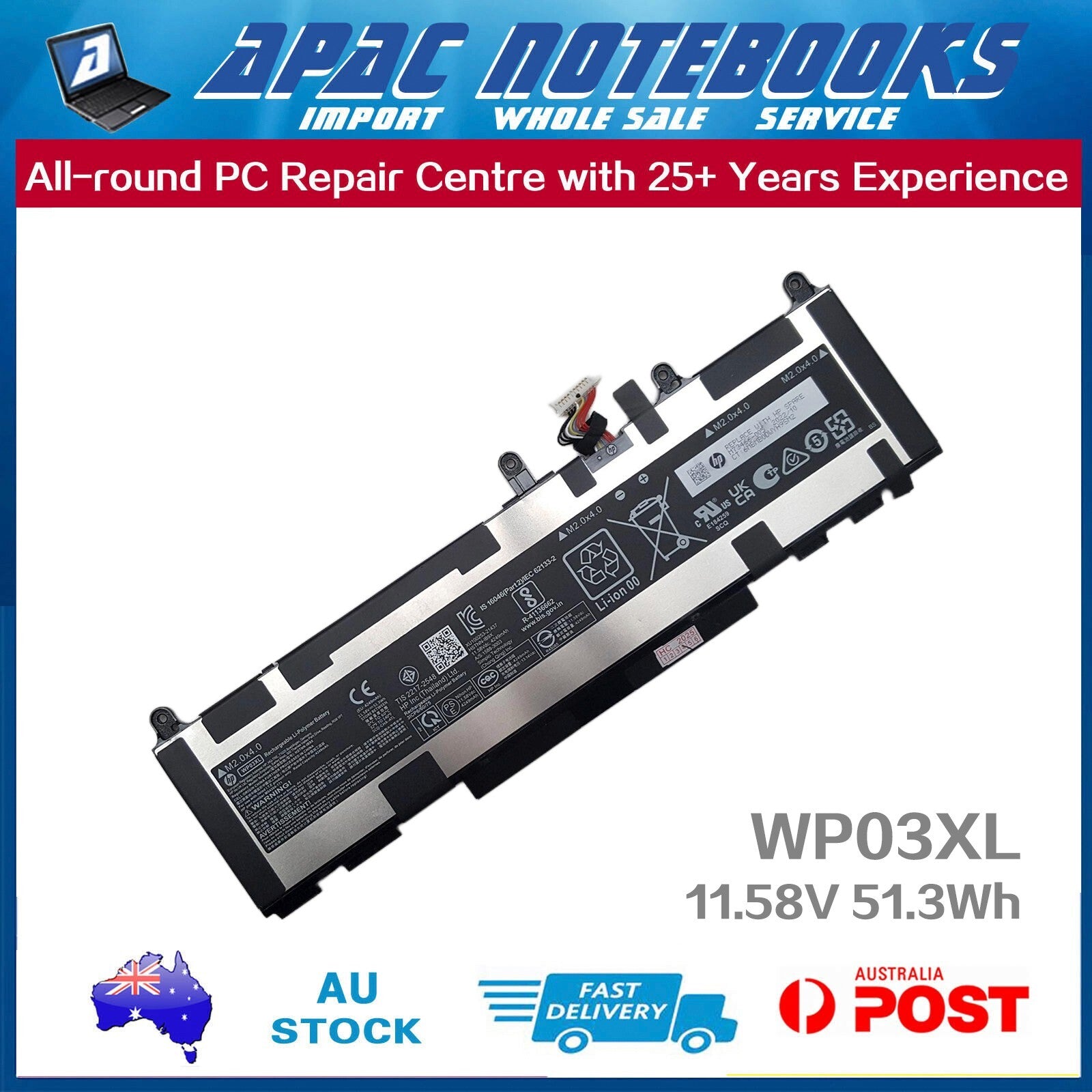 Genuine WP03XL Battery HP x360 830 1040 G9 G10 ZBook Firefly 14 16 G9 ...