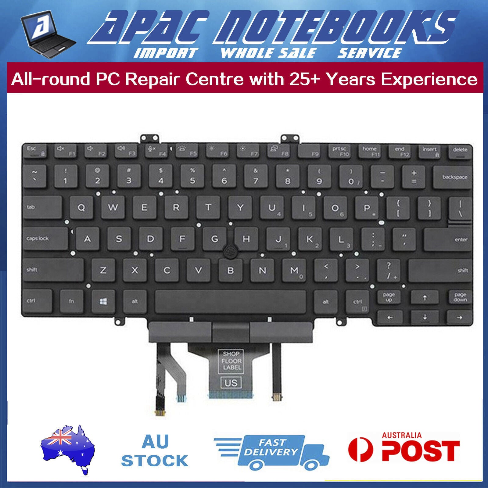 Genuine keyboard with backlit Pointer For DELL Latitude 5400 5401 5410 ...